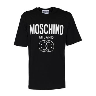 Moschino Two Smile T-Shirt Schwarz Wei&szlig; - - Tops - Herren - Schwarzk - S