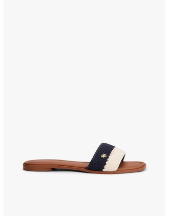 Tommy Hilfiger Mules en tissu color block avec plaque &agrave; logo - Bleu multicolore