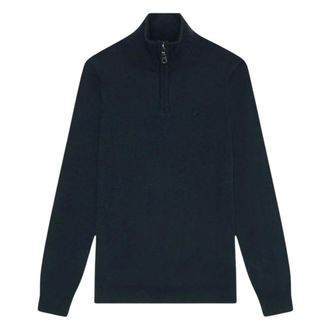 Lyle & Scott Homme, Pulls, Bleu, Taille: XL Pull Zippé Tonal Eagle en Laine Mérinos