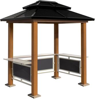 Sojag Pavillon de grillade en aluminium Sojag Maui Aspect bois