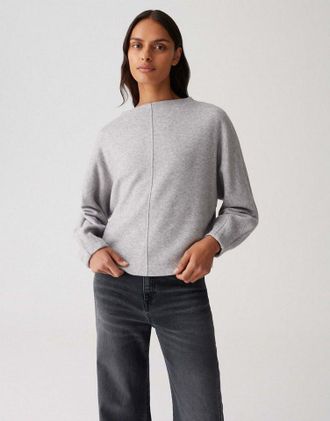 OPUS Sweatshirt GONNIK mit leichten Ballon&auml;rmeln leicht verk&uuml;rzt geschnitten, aufgesetzte Taschen vorne