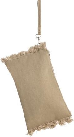 Divina Italian Design Pochette en toile, Turquoise, 28 x 18 cm, avec fermeture éclair et bracelet amovible - DR10, Light Beige