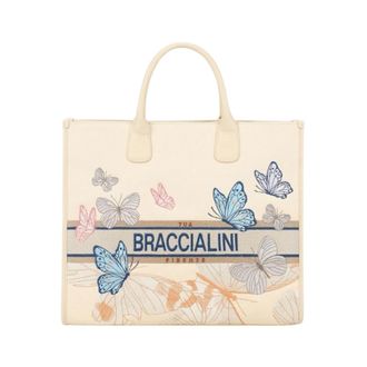 Braccialini Femme, Sacs, Beige, Taille: ONE Size Jacquard Handbag Butterfly
