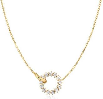 Ania Haie Miss Twinkle Collier pour femme en argent sterling 925 plaqu&eacute; or 14 carats, serti de 13 zircons, taille : 43 cm + rallonge de 5 cm, emballage cadeau i
