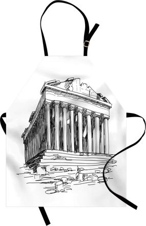 Abakuhaus Antiquität Kochschürze, Griechischen Pantheon Sketch, Unisex-Küchenlätzchen mit verstellbarem Hals für Kochen Gartenarbeit, 67 cm x 80cm, Schwarz-Weis