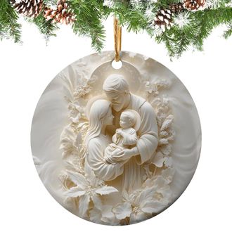 Generic Krippen-Ornamente - Acryl-Anhänger für Weihnachtsbaum-Hängedekoration, gedruckte christliche Krippenstatue, hängende Baumdekoration