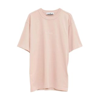 Stone Island Homme, Tops, Rose, Taille: M T-shirt D&eacute;contract&eacute; en Coton