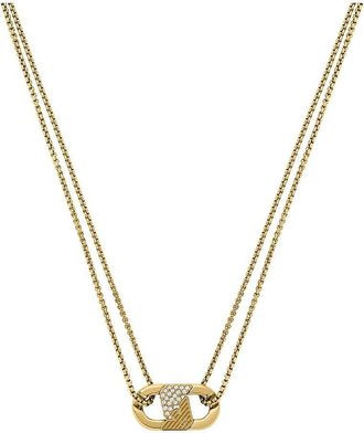 Emporio Armani Herren-Edelstahl-Halskette mit Karabinerverschluss, Ernte-Gold