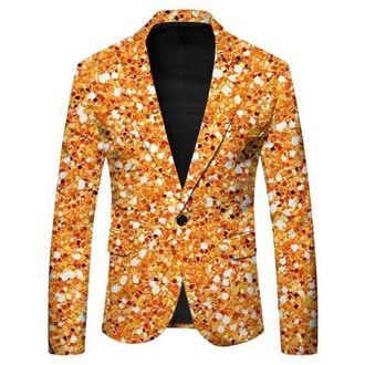 Generic Veste pour homme - Aspect paillettes - Impression &agrave; paillettes - Coupe ajust&eacute;e - Costume de f&ecirc;te disco - Pour carnaval, mariage et sc&egrave;ne (pas de v&eacute;rit