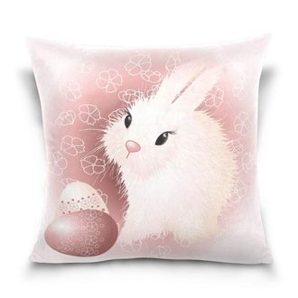 Linomo Kissenbezug 50x50 cm, Gl&uuml;cklich Ostern Hase Ei Dekorative Kissenbezug Kissenh&uuml;lle f&uuml;r Couch Sofa Bett Hause