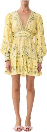 Camilla Femme, Robes, Jaune, Taille: 38 FR Button Front Frill Dress
