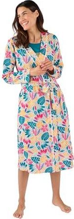 Damart Robe de Chambre en Maille Jersey Pur Coton Femme Bleu Imprimé Taille 42-44 (M)