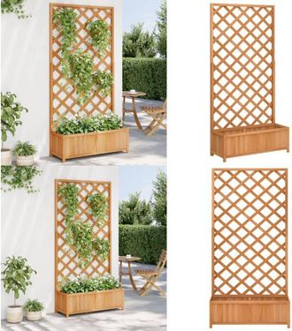 vidaXL Vidaxl - Jardini&egrave;re avec treillis marron bois massif de sapin - Jardinier - Pot De Fleurs - Plante Grimpante - Treillage - Bois Massif - Home & Living