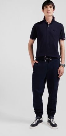 Eden Park Pantalon Jogging En Coton M&eacute;lang&eacute; Bleu Marine Galon Ray&eacute; Coupe Regular