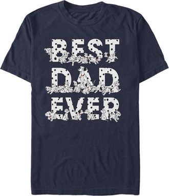 Disney Unisex 101 Dalmatians Pongo Best Dad Ever Organic Short Sleeve T-shirt, Navy Blue, L
