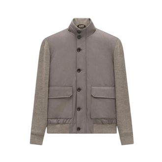 Bugatti &Uuml;bergangsjacke mit Materialmix und aufgesetzten Taschen - - Jackets - Herren - Grau - XL
