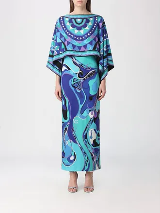 Pucci Robe de soir&eacute;e longue en soie &agrave; imprim&eacute; graphique avec fente arri&egrave;re