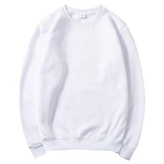 Generic Sweat-shirt à épaules tombantes et col rond surdimensionné à manches longues pour homme, ample, décontracté, couleur unie, blanc, 3XL