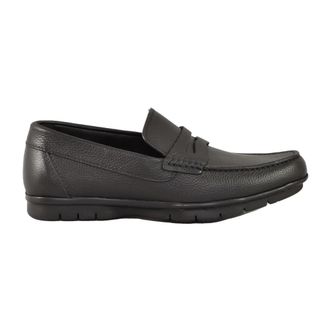 A.Testoni Geh&auml;mmerte Leder Mokassin Schuhe - - Shoes - Herren - Schwarzk - 41 EU
