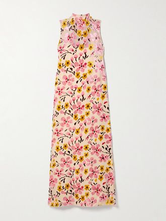 Staud Albee Maxikleid Aus Devoré-samt - Pink