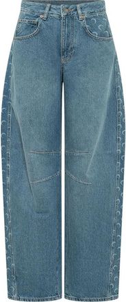 Marine Serre Femme, Jeans, Bleu, Taille: 42 FR Moon Laser Baggy Jeans