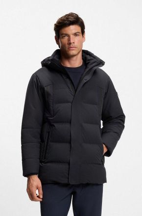 HUGO BOSS Daunenjacke Stehkragen, Regular, abnehmbare Kapuze atmungsaktiv funktional Parka
