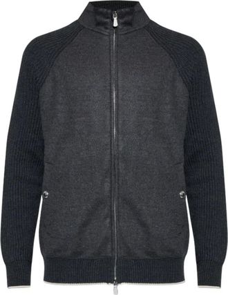 Eleventy Homme, Sweatshirts et sweats &agrave; capuche, Gris, Taille: XL Blouson Tricot Hybride