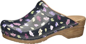 Sanita | Illo Offener Clog, Lackleder | Original handgemachte, Flexible Leder Clogs für Damen | Anatomisch geformtes Fußbett mit weichem Schaum | Schwarz | 4
