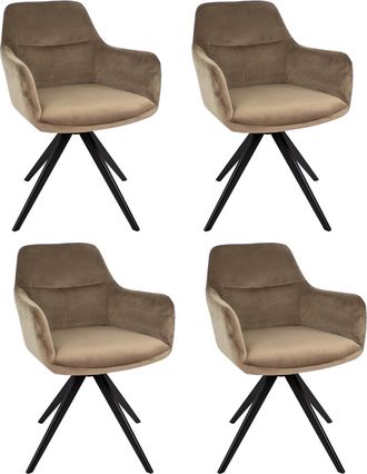 Kick Collection 4er Set Esszimmerst&uuml;hl Tom - Taupe - Modern und Hochwertig - Velvet stof - Erh&auml;ltlich in vielen Farben