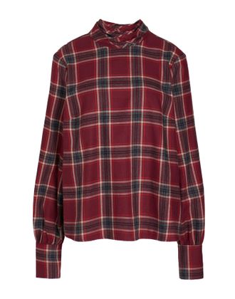 8 by YOOX CHECK NECK-TIE BLOUSE