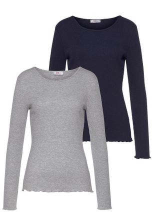 Flashlights Langarmshirt (2er-Pack) sehr figurbetonter Schnitt, Feinrippstoff aus 100% Baumwolle