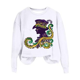 Generic Pull &agrave; col rond pour femme - Manches longues - Sans capuche - Haut d&eacute;contract&eacute; - Automne Hiver 2026 - Imprim&eacute; tendance - Col rond - Sweat &agrave; capuche am