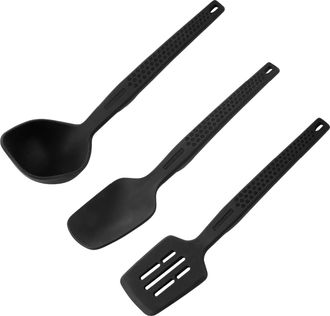 Fackelmann Statement Silikon K&uuml;chenhelfer-Set 3er Pack - Schlitzwender, Servierl&ouml;ffel & Sch&ouml;pfl&ouml;ffel, Hitzebest&auml;ndig +230 &deg;C, Ergonomischer Griff, Sp&uuml;lmaschineng