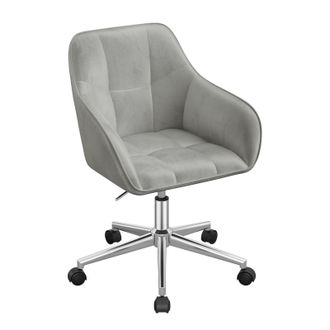 Woltu Homeoffice Stuhl, Schreibtischstuhl, Drehstuhl, Schminkstuhl, h&ouml;henverstellbar, bis 150 kg belastbar, mit Armlehnen Samtsitz, f&uuml;r Schlafzimmer B&uuml;ro Wo