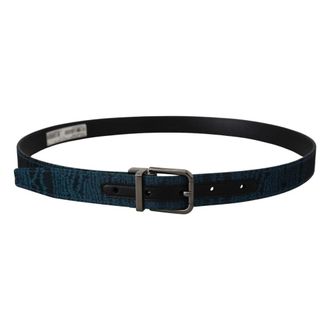 Dolce & Gabbana Luxus Jacquard G&uuml;rtel - Blau- 2.5cm Breite - - Accessories - Herren - Blau - 100 CM