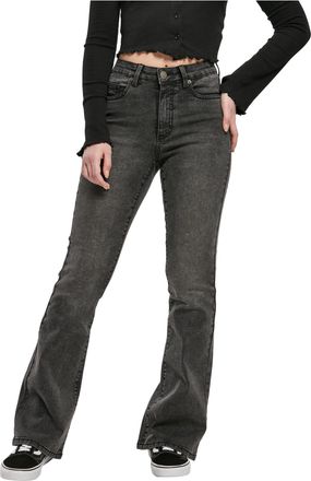 Urban Classics Damen Ladies High Waist Flared Denim Pants Black Heavy Acid Washed, 27
