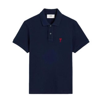 Ami Homme, Tops, Bleu, Taille: XS Polo Bleu avec Logo Brod&eacute;
