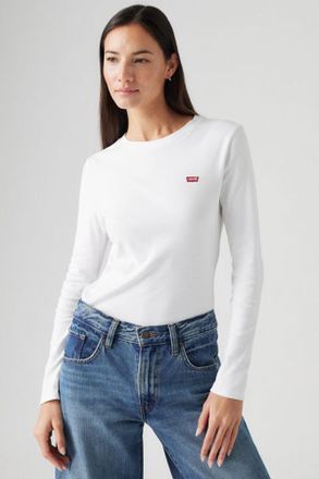 Levi's T Shirt Manche Longue Housemark Essential - Femme - Blanc / White + - 2XS