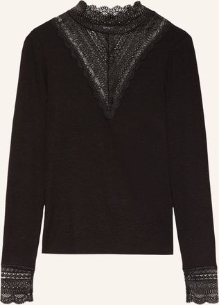 Only Longsleeve Mit Spitzenbesatz schwarz