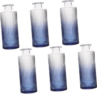 Valiclud 6 Stück Teiliges Vintage Glas Aromatherapie Diffusor Flaschen mit Römischem Streifenmuster Elegante Leere Duftfläschchen aus Transparentem Glas für Ra