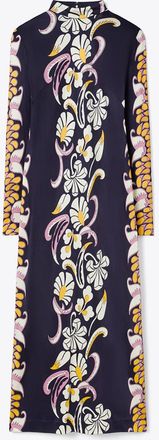 Tory Burch Damen Bedrucktes Jerseykleid mit Stehkragen