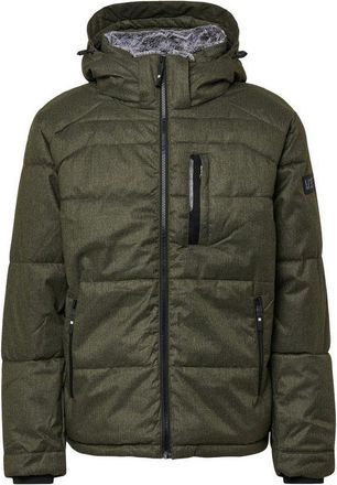 s.Oliver Winterjacke Outdoor-Jacke Melierte Pufferjacke mit abnehmbarem Kunstpelz-Innenkragen