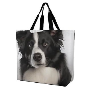Generic Border Collie Sac Fourre-Tout Pliable Tote Bag L&eacute;ger Sac A Main Femmes Pour Universit&eacute; Quotidienne Shopping