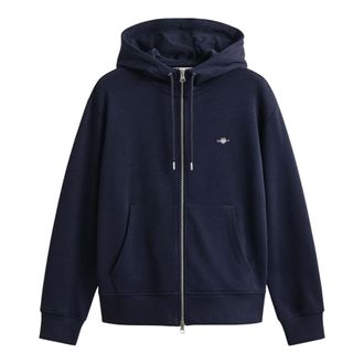 GANT SweaT-shirt z fermetureure &eacute;clair Shield - Femme - Sweatshirts et sweats &agrave; capuche - Bleu - Taille: 42 FR