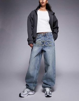 Icecream Running Dog - Jean effet us&eacute; - Bleu vintage d&eacute;lav&eacute;