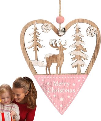 Generic Holz Weihnachtsschmuck | Gemalte Festliche Dekoration | H&auml;ngende Weihnachtsdekoration - f&uuml;r Haust&uuml;r B&uuml;ro Treppe Fensterbank Kaminsims Wand Garten Hint