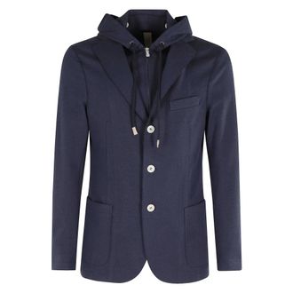 Eleventy Blazer Jacke mit Kapuzeneinsatz - - Jackets - Herren - Blau - 2XL