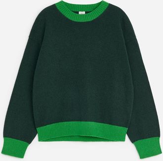Arket Pullover Aus Baumwolle Und Wolle -Gr&uuml;n