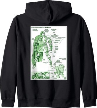 MARVEL Doctor Dooms Armor Schematic Vintage Comic Blueprint Kapuzenjacke