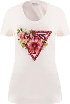 Guess T-shirt Guess triangle beads cream white ES25GU87 W5GI10J1314 G012 S